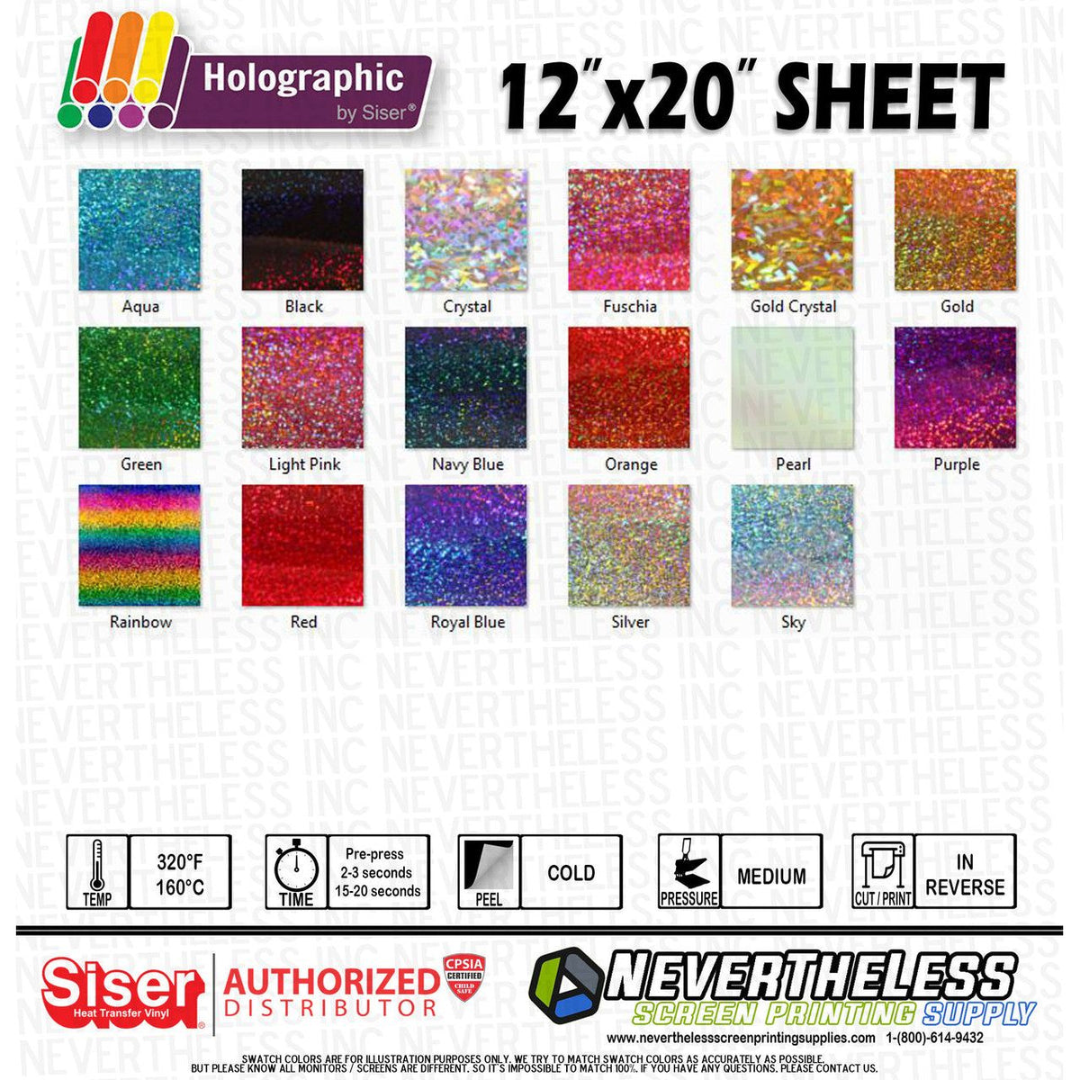 Siser Holographic HTV Heat Transfer Vinyl - 12"x20" Sheet ...